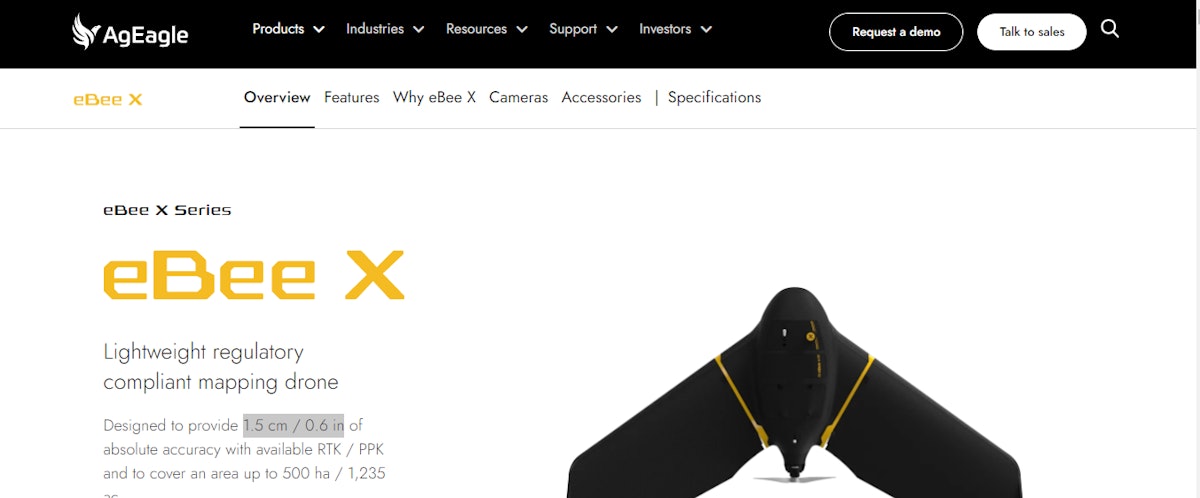 eBee X From: AgEagle Aerial Systems | IRONPROS