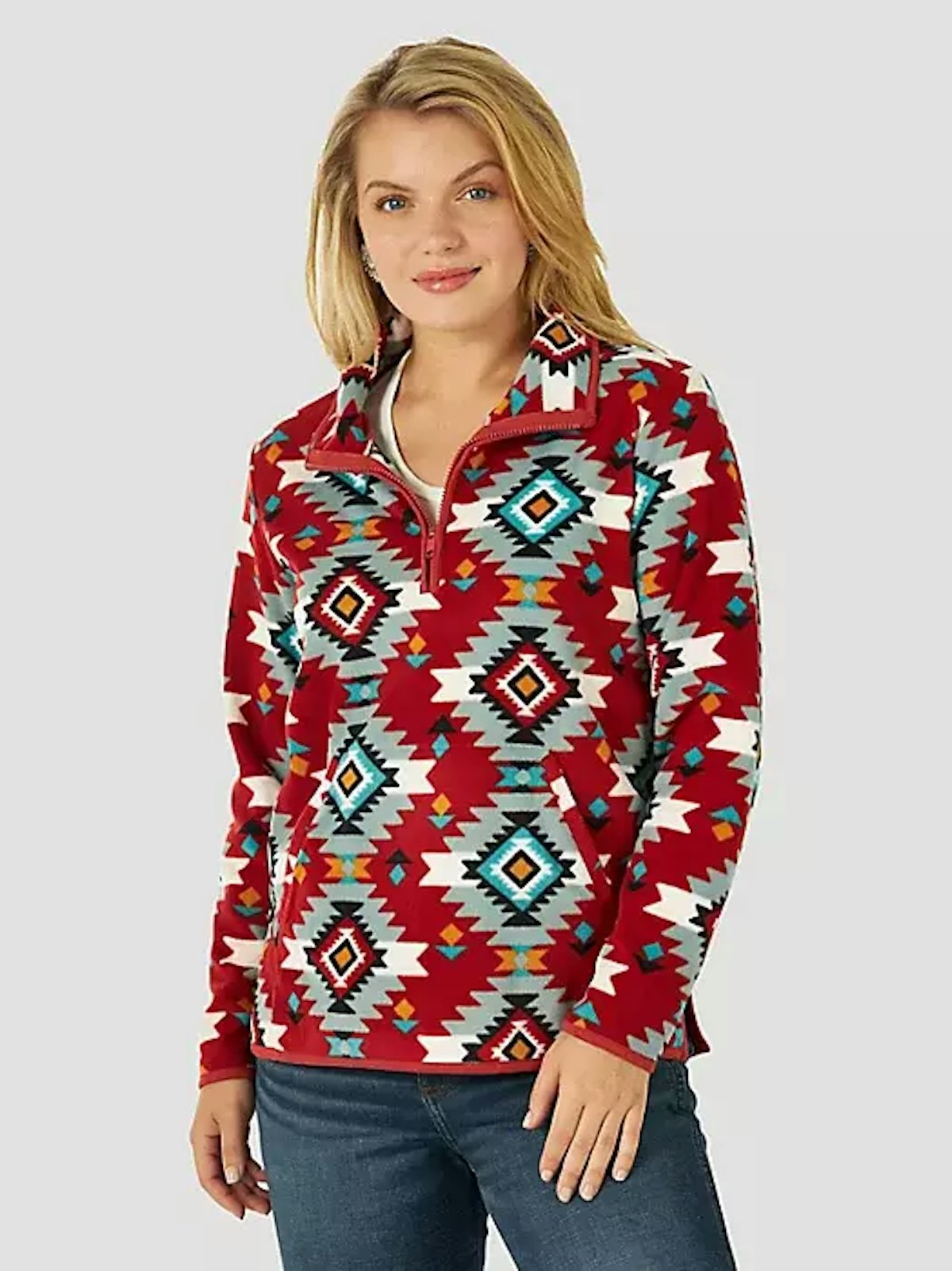 Women's Retro Southwestern Quarter-Zip Fleece Pullover From: Wrangler ...