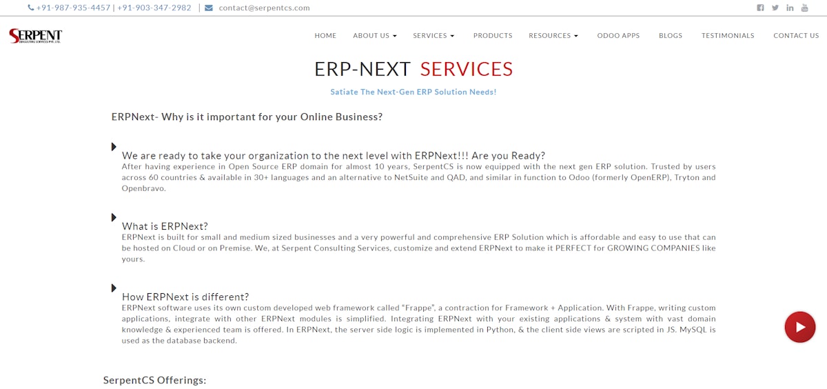 ERPNext Implementation From: Serpent Consulting Services | IRONPROS